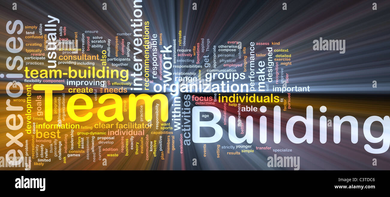 Background concept wordcloud illustration of team buliding glowing ...