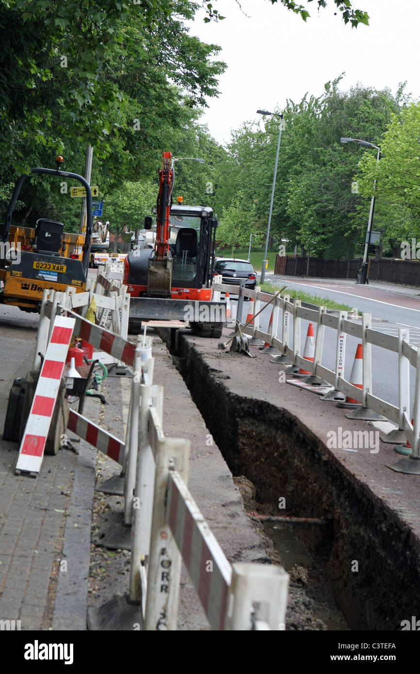 Roadworks in Denmark Hill, Camberwell, London, England Stock Photo - Alamy