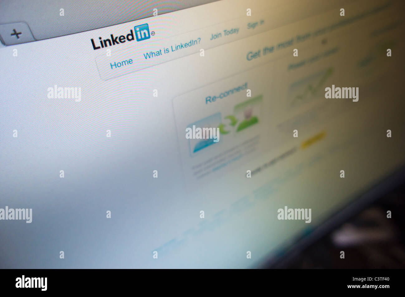A screenshot of the popular Linked In networking website Stock Photo ...