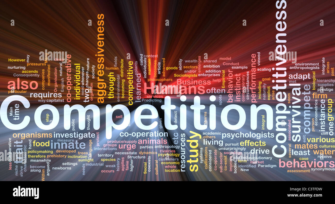Background concept wordcloud illustration of competition glowing light ...
