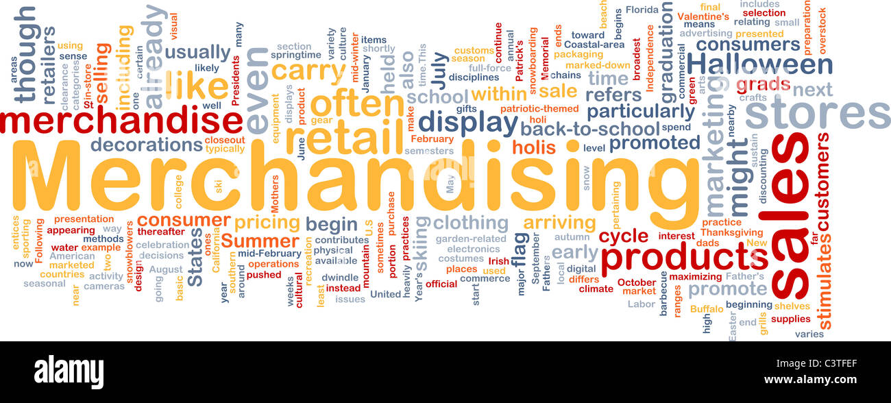 Background concept wordcloud illustration of merchandising Stock Photo ...