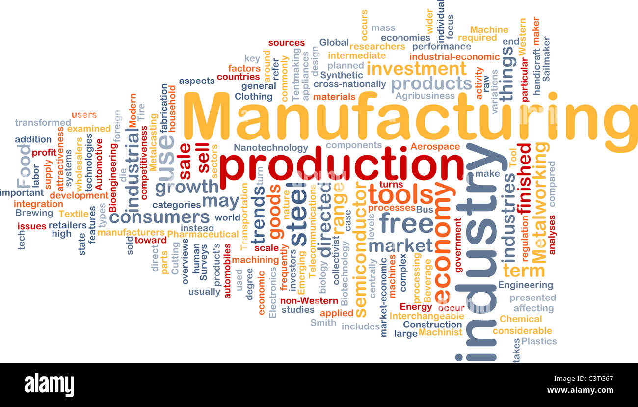 Background concept wordcloud illustration of manufacturing Stock Photo ...