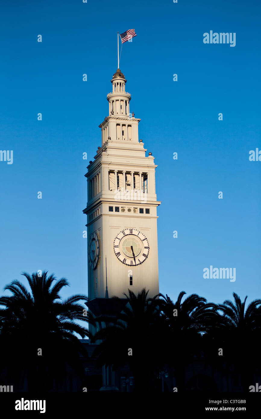 Clock Tower at the Port of San Francisco in California ferry building ...