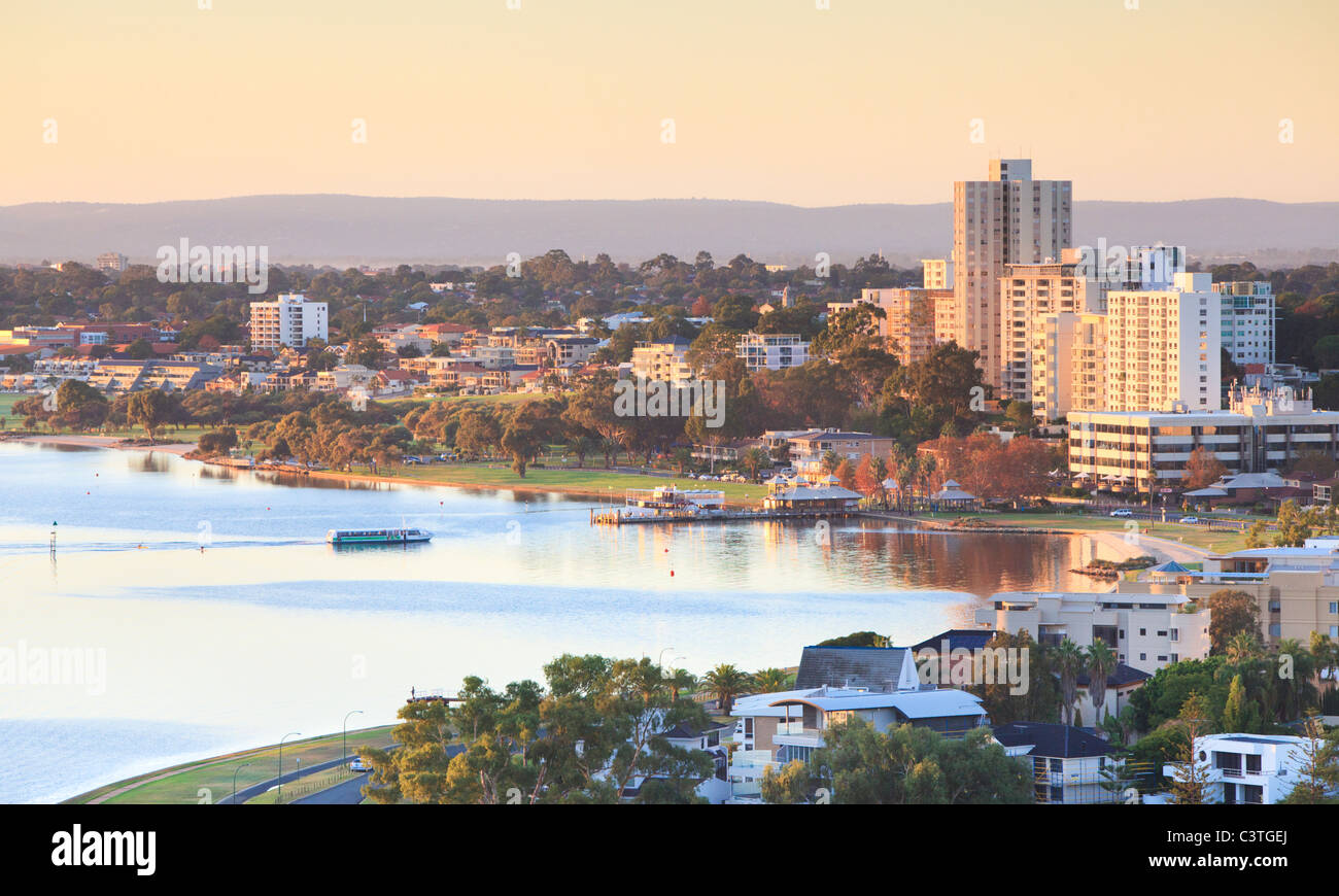 South Perth at dawn. Taken from Kings Park. Western Australia Stock ...