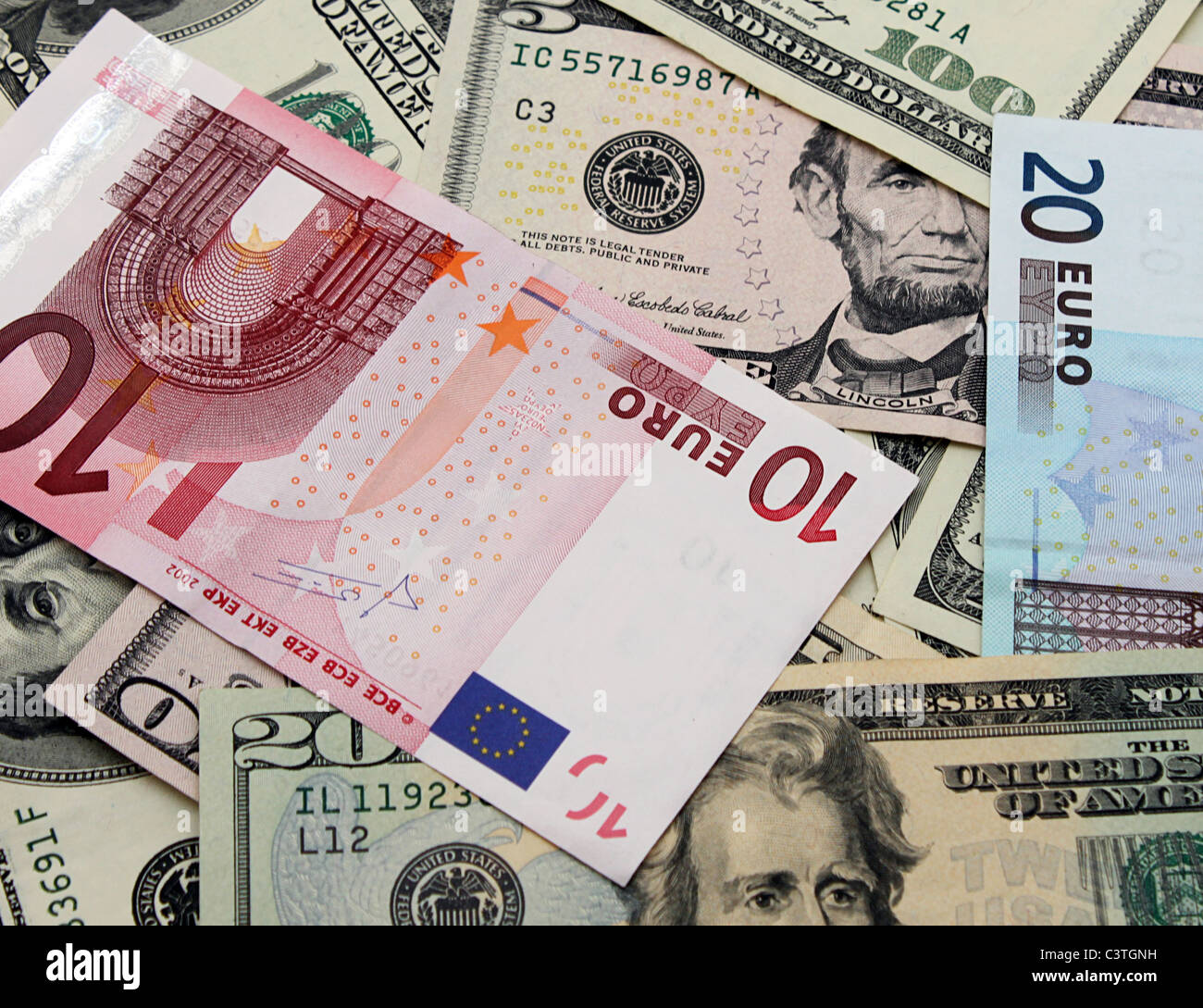 money background: dollars and euros Stock Photo - Alamy