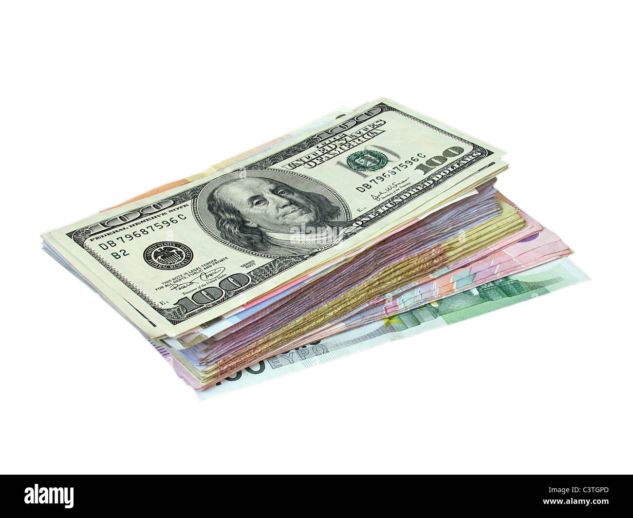 Pile money euro banknotes Cut Out Stock Images & Pictures - Alamy