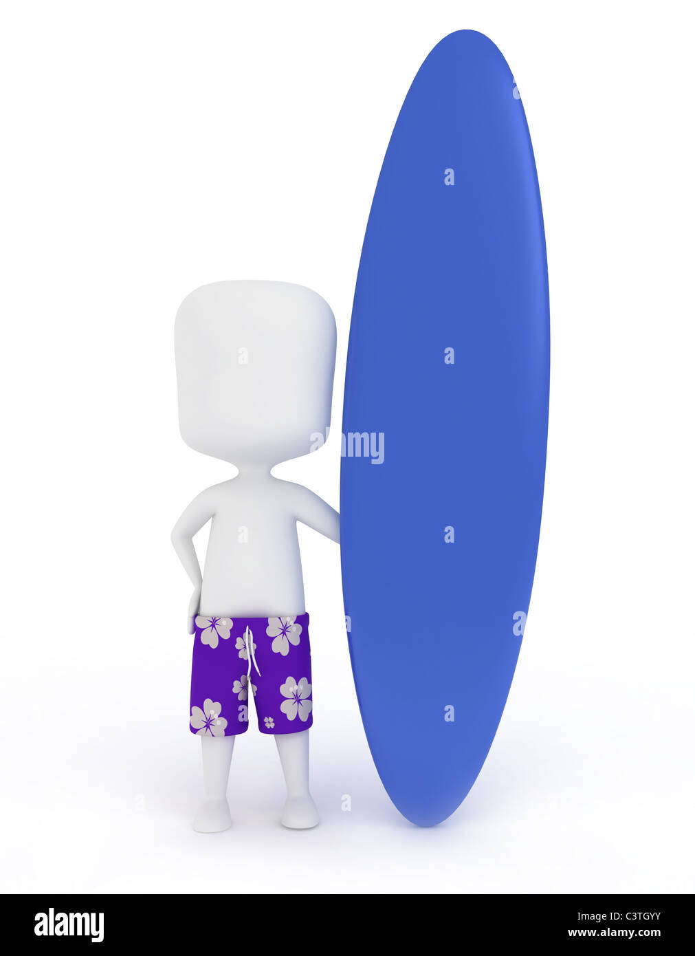3D Illustration of a Man with Surf Board Stock Photo - Alamy