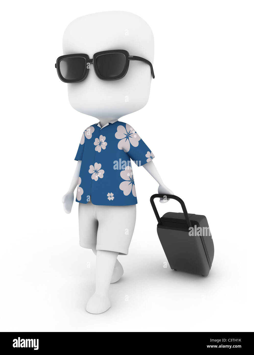3D Illustration of a Man Traveling in Summer Outfit Stock Photo - Alamy