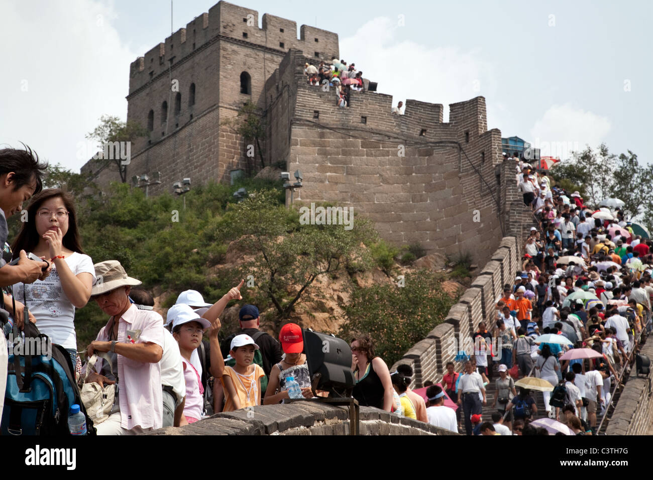 A crowded section of the Great Wall in Badaling near Beijing, China ...