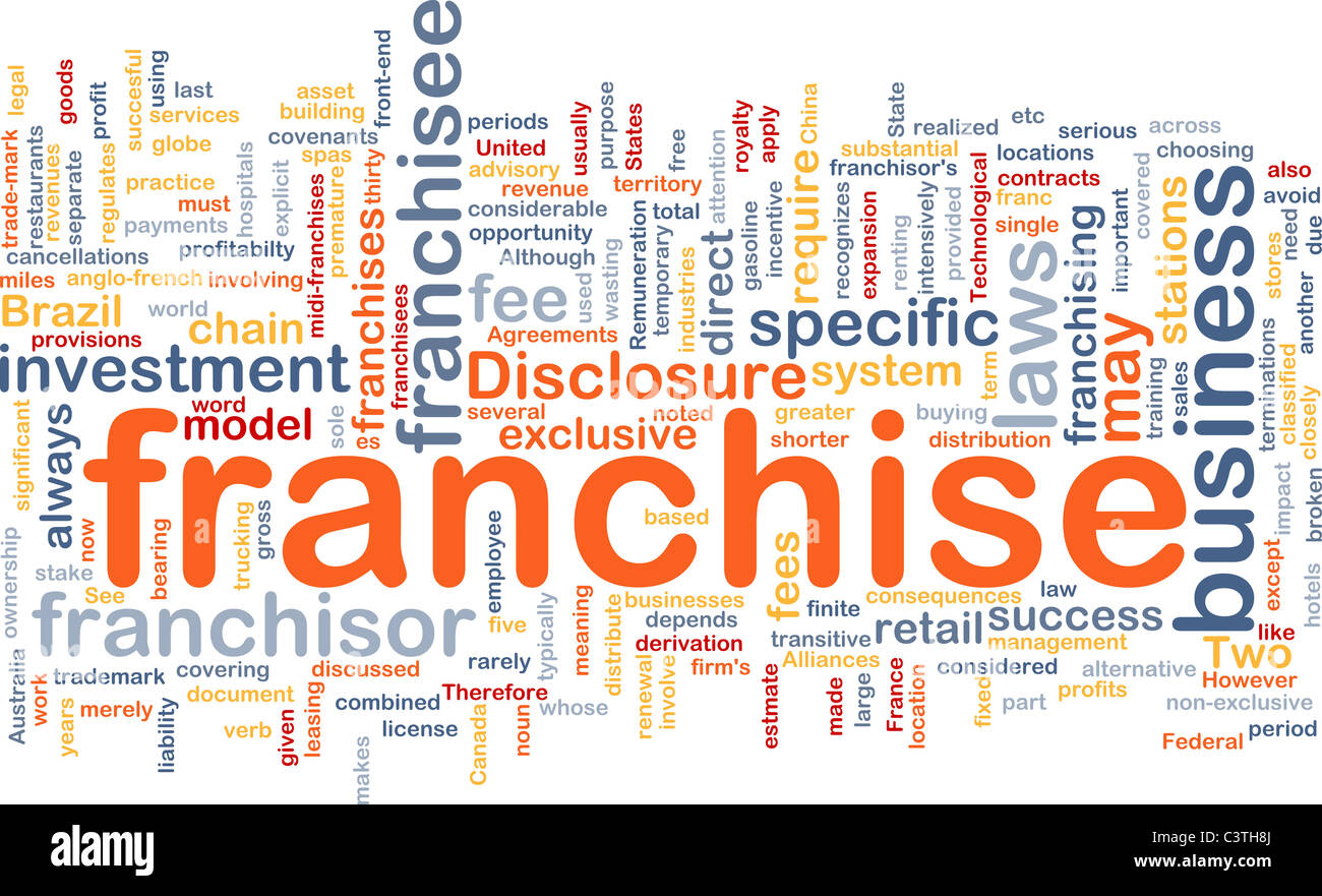 Background concept wordcloud illustration of franchise Stock Photo - Alamy