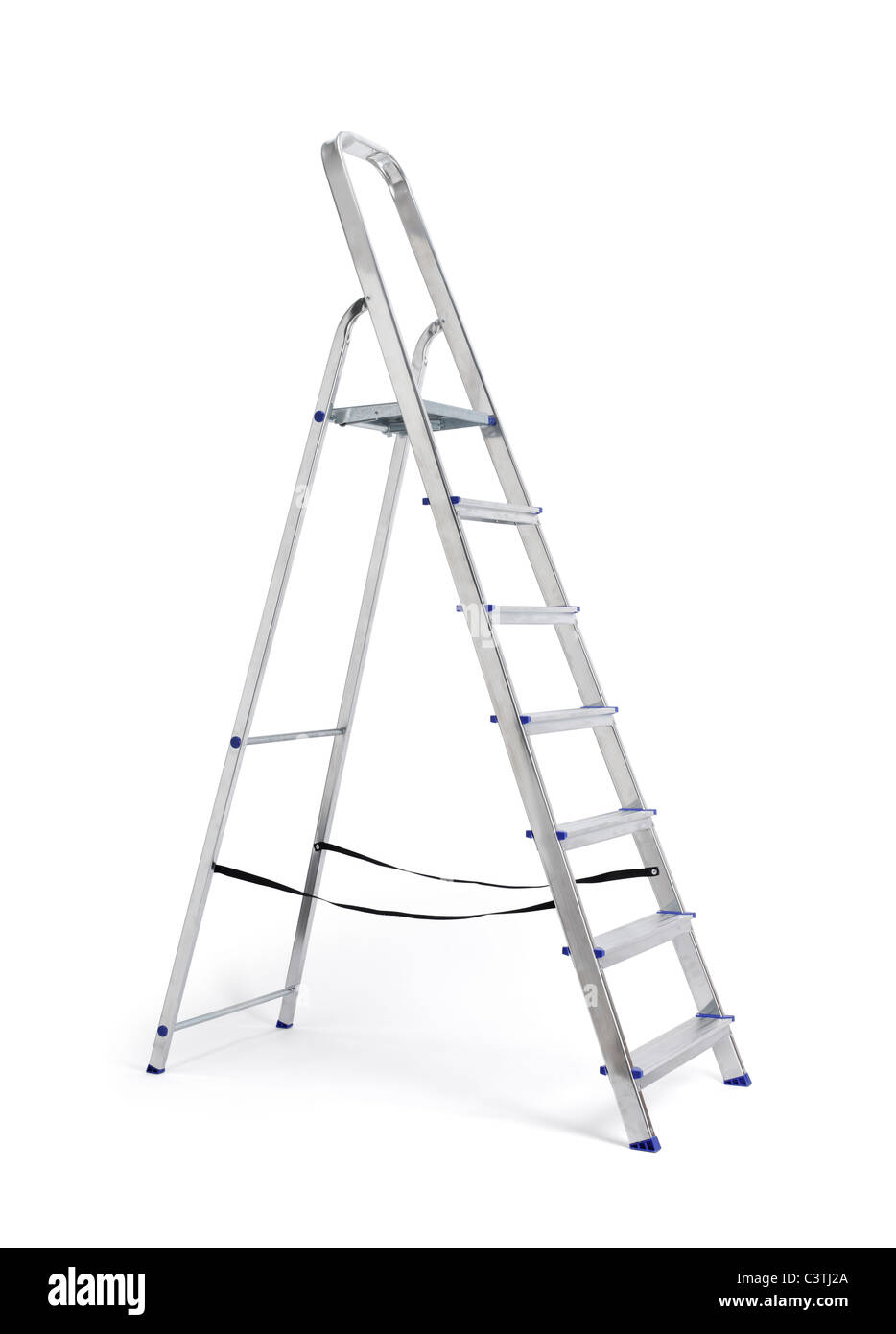 A new metallic step ladder isolated on white with natural shadows Stock ...