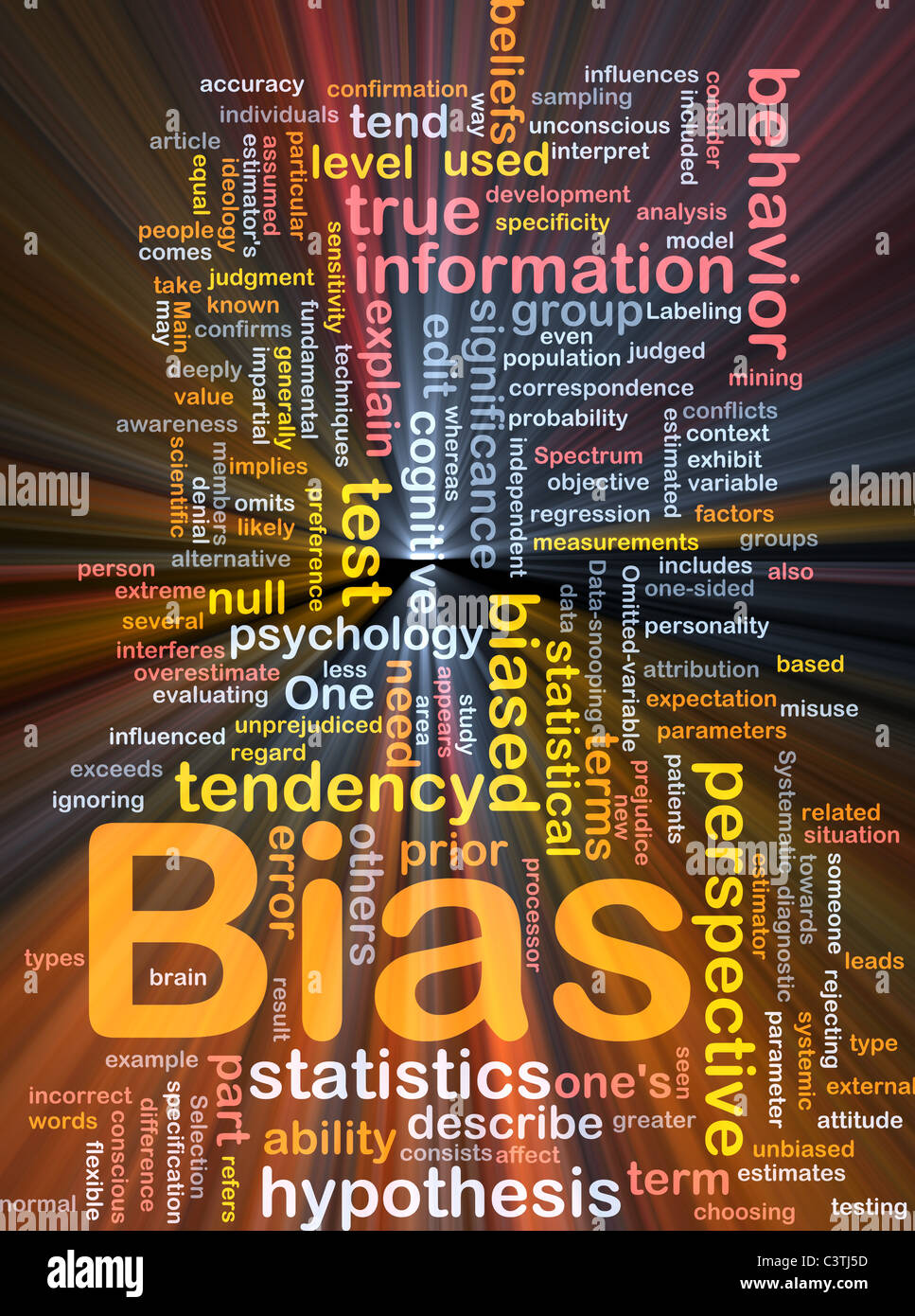Background concept wordcloud illustration of bias glowing light Stock ...