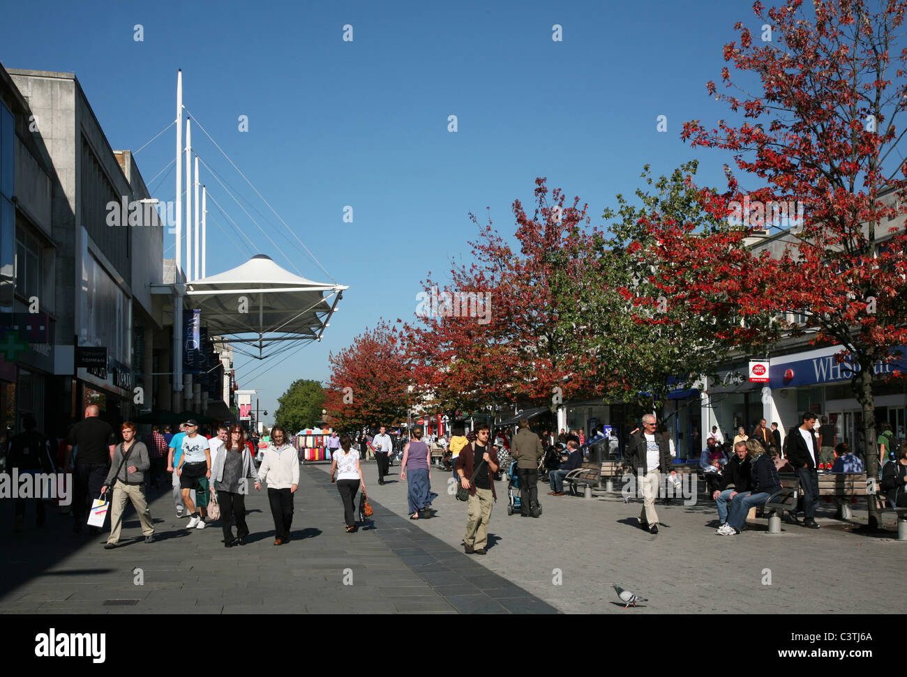 Southampton - Shopping in Above Bar Street seen from Bargate Stock ...