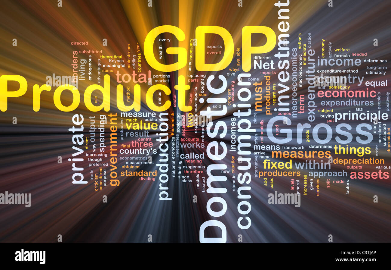 Background concept wordcloud illustration of GDP glowing light Stock ...