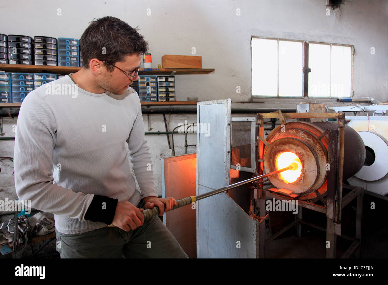 Robert Pierini and his son are both glass blower master. They are ...