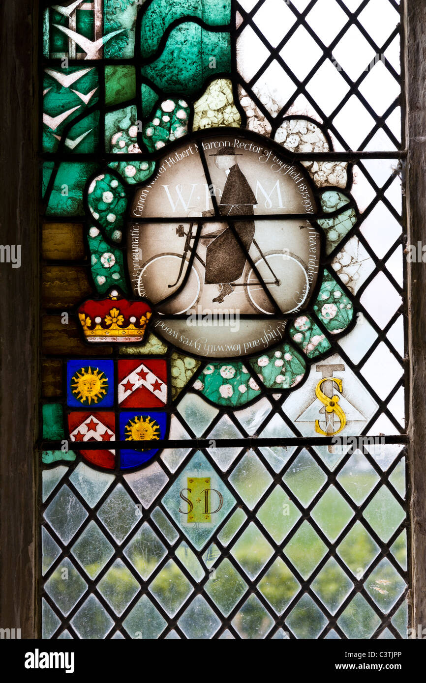 Part of the stained glass window of St Peter and St Paul Church ...