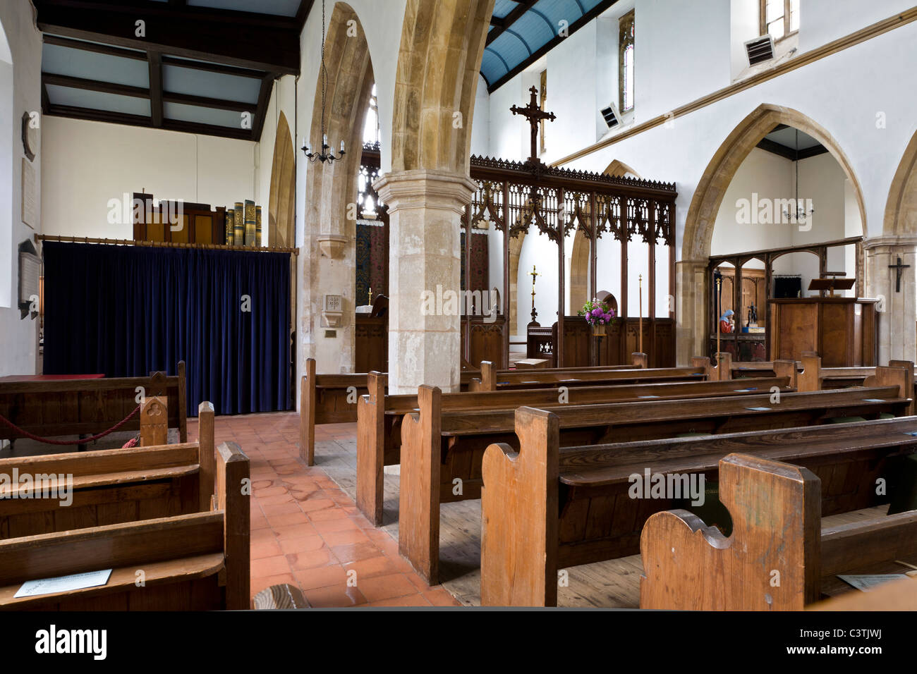 Interior of St Peter and St Paul church, Edgefield, Norfolk, England ...