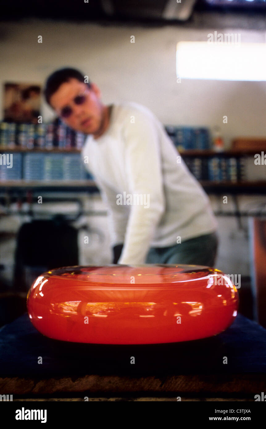 Robert Pierini and his son are both glass blower master. They are ...