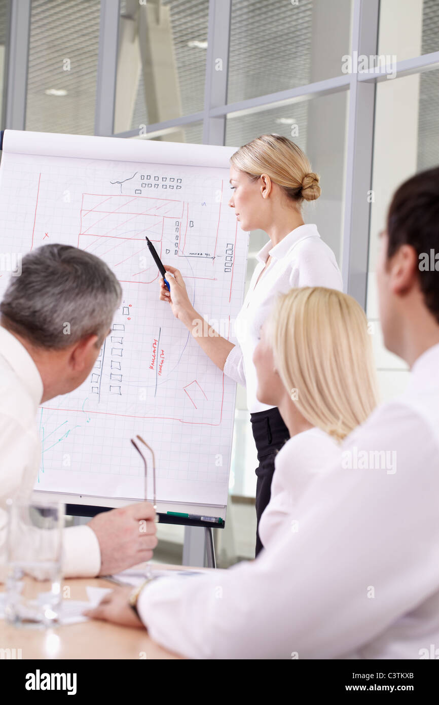 A young employee showing a project to her colleagues Stock Photo - Alamy