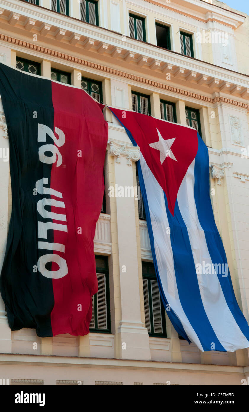 July 26 flags hanging to celebration for Revolution beginning in Havana ...