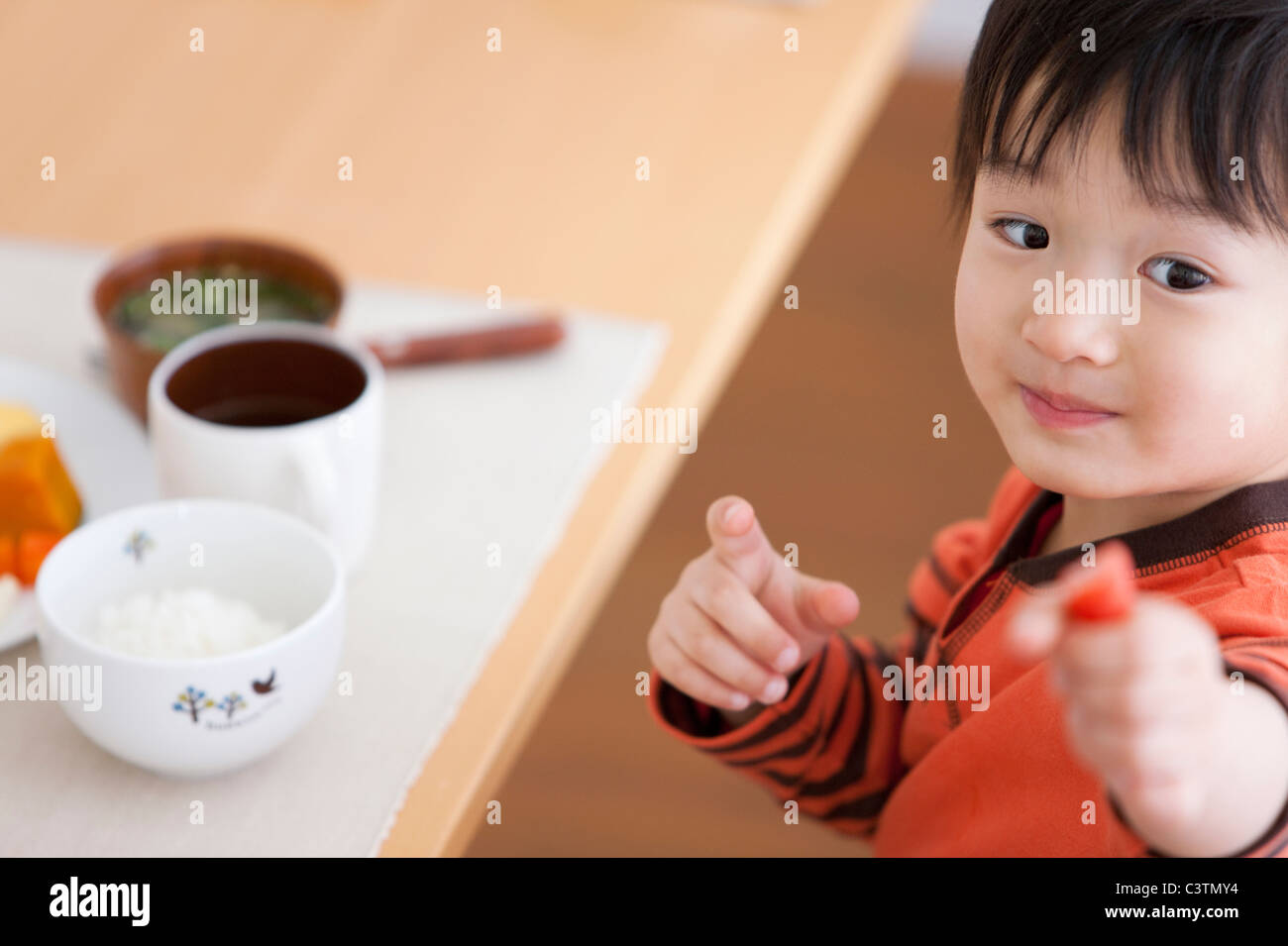 Boy Having Breakfast Stock Photo - Alamy