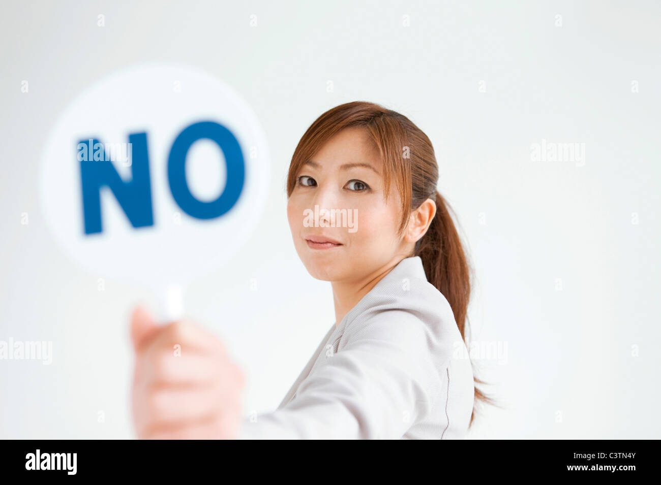 Businesswoman with No Sign Stock Photo - Alamy