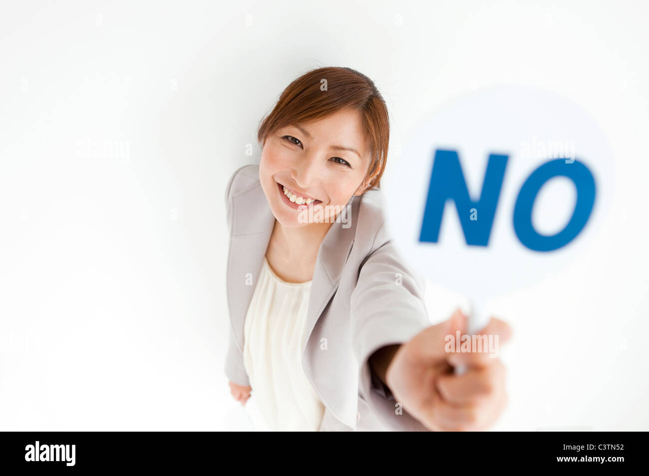 Businesswoman with No Sign Stock Photo - Alamy