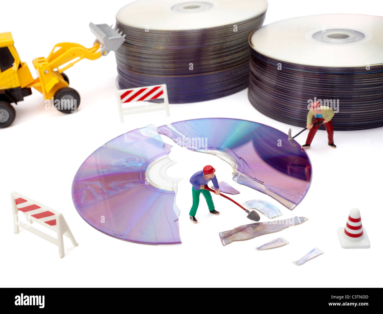close up of computer parts and toy workers Stock Photo - Alamy
