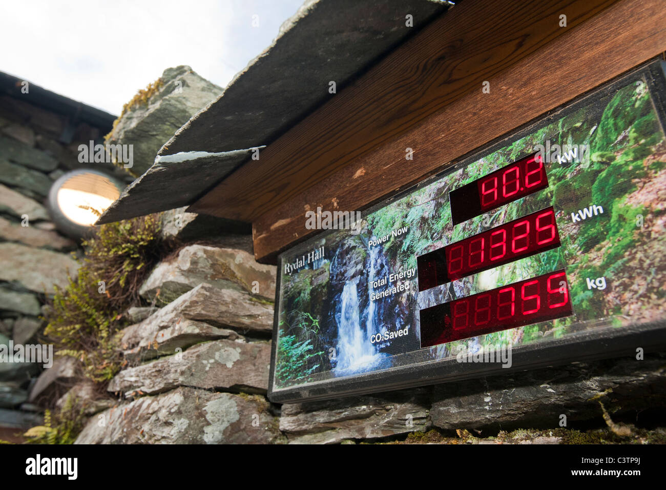 A display board showing the amount of renewable energy being generated ...