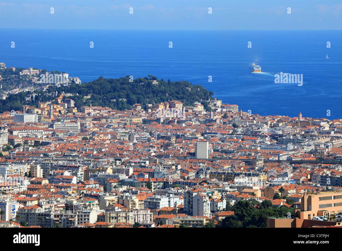 Overhead view above Nice city Stock Photo - Alamy