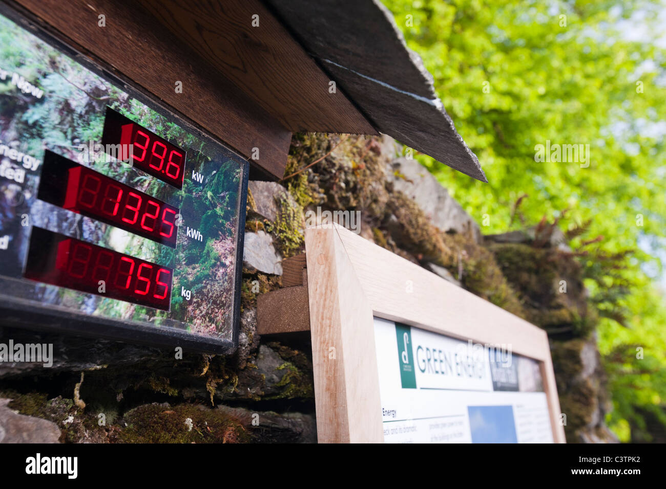 A display board showing the amount of renewable energy being generated ...