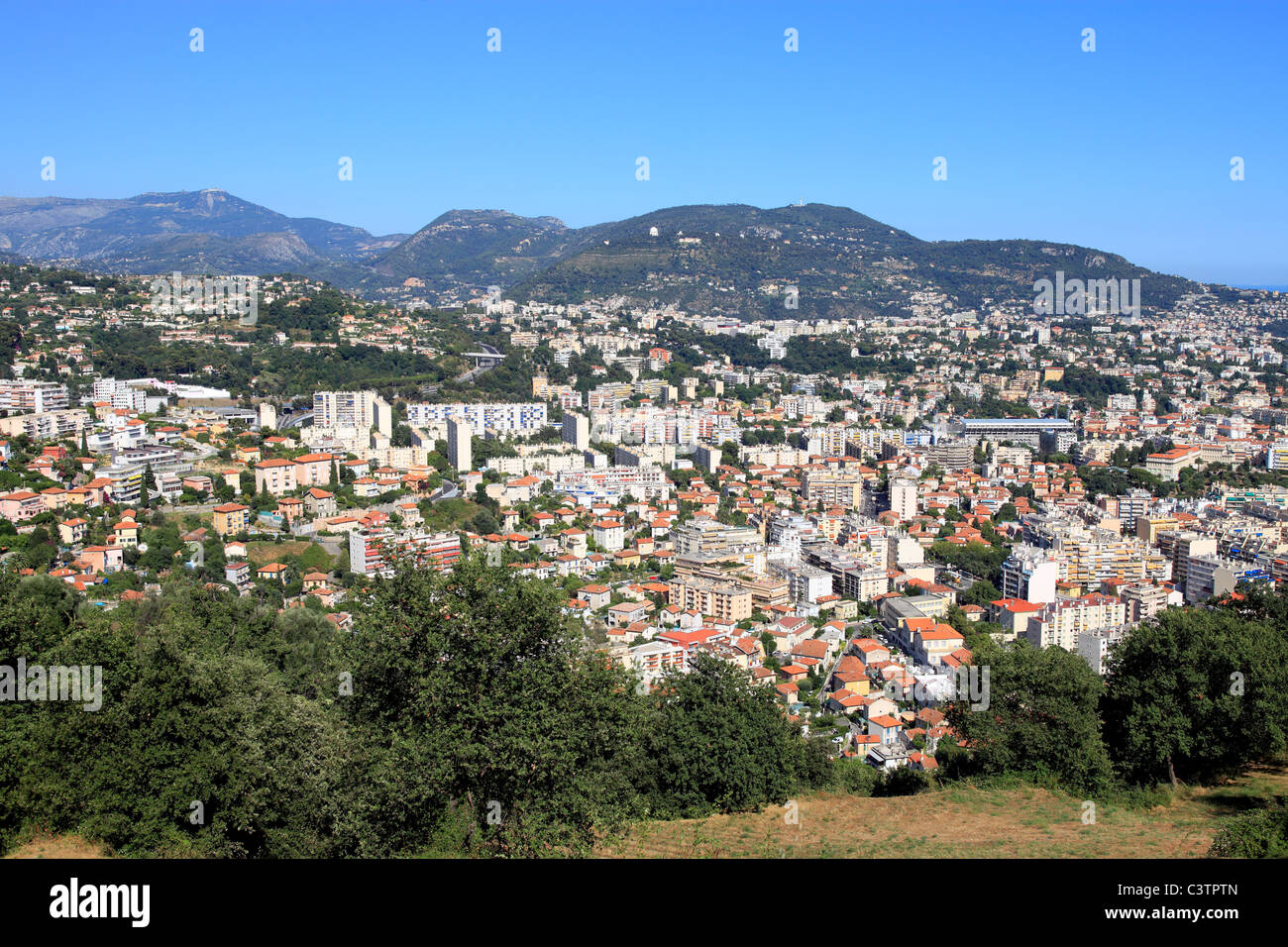 Overhead view above Nice city Stock Photo - Alamy