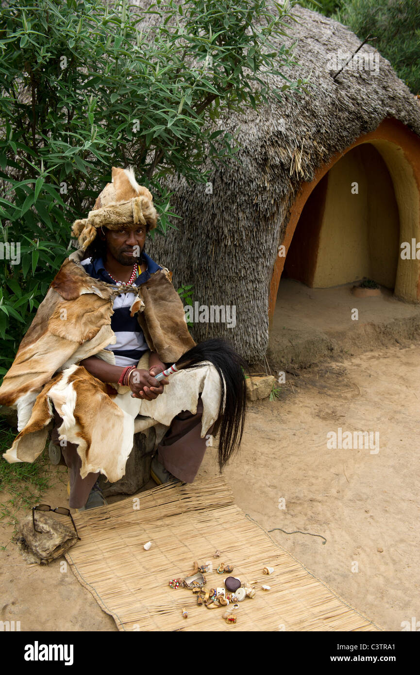 Sotho sangoma throwing the bones, Basotho Cultural Village, Golden Gate ...