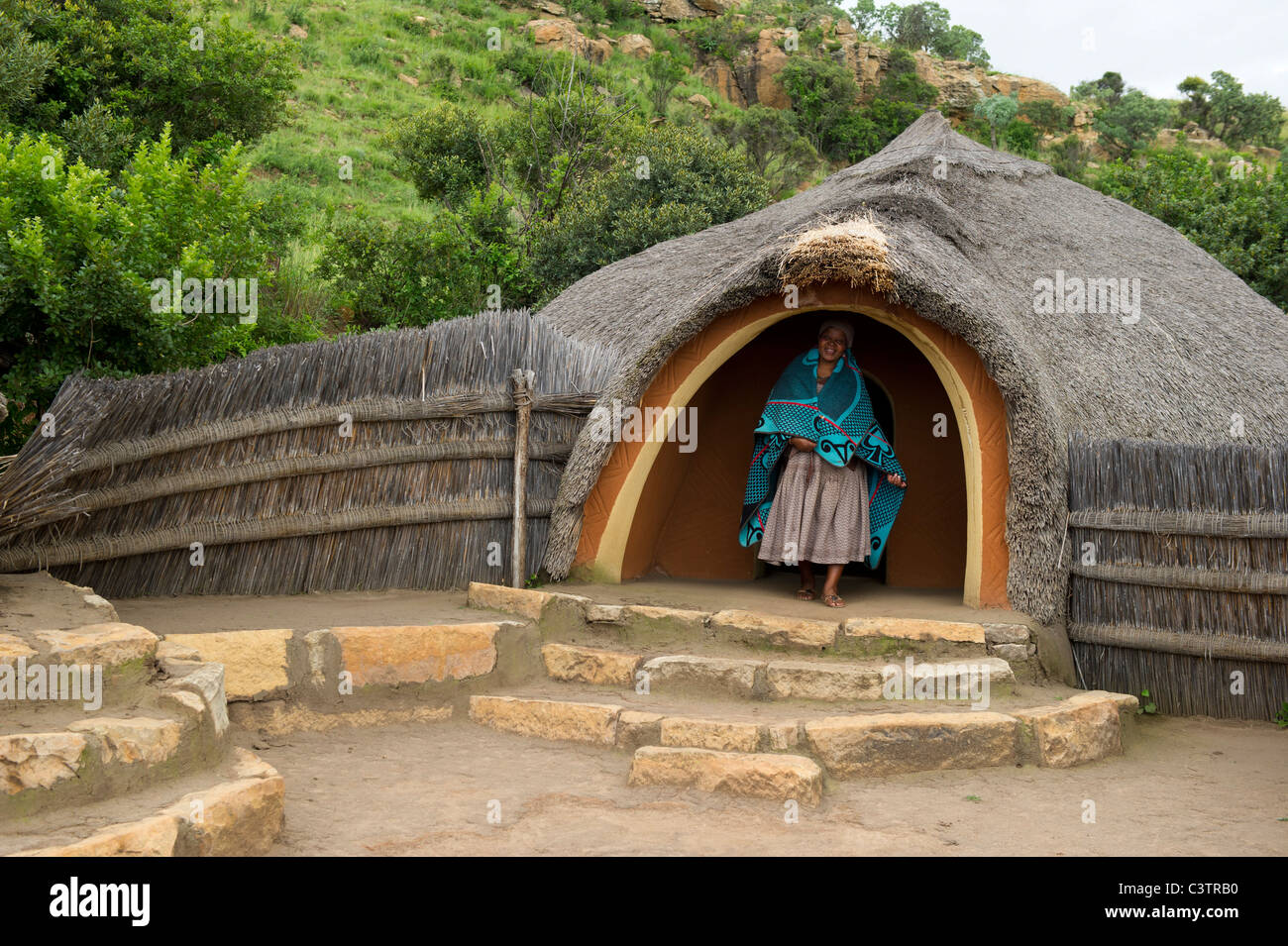 Sotho Woman In Front Of Hut, Basotho Cultural Village, Golden Gate ...