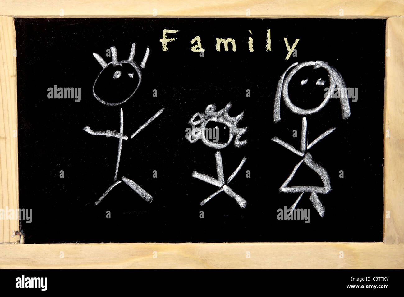 a chalkboard with the drawing of a family Stock Photo - Alamy
