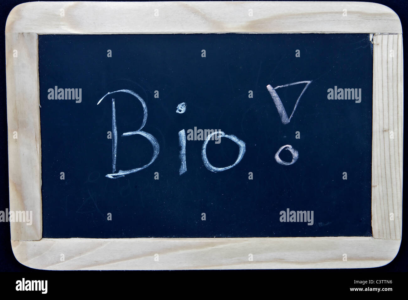a chalkboard with the message for a bio product Stock Photo - Alamy