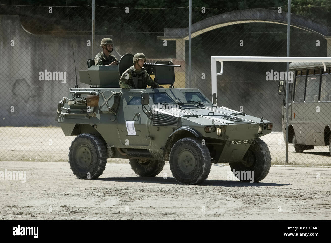 Portuguese Panhard military armored vehicle with two soldiers Stock ...