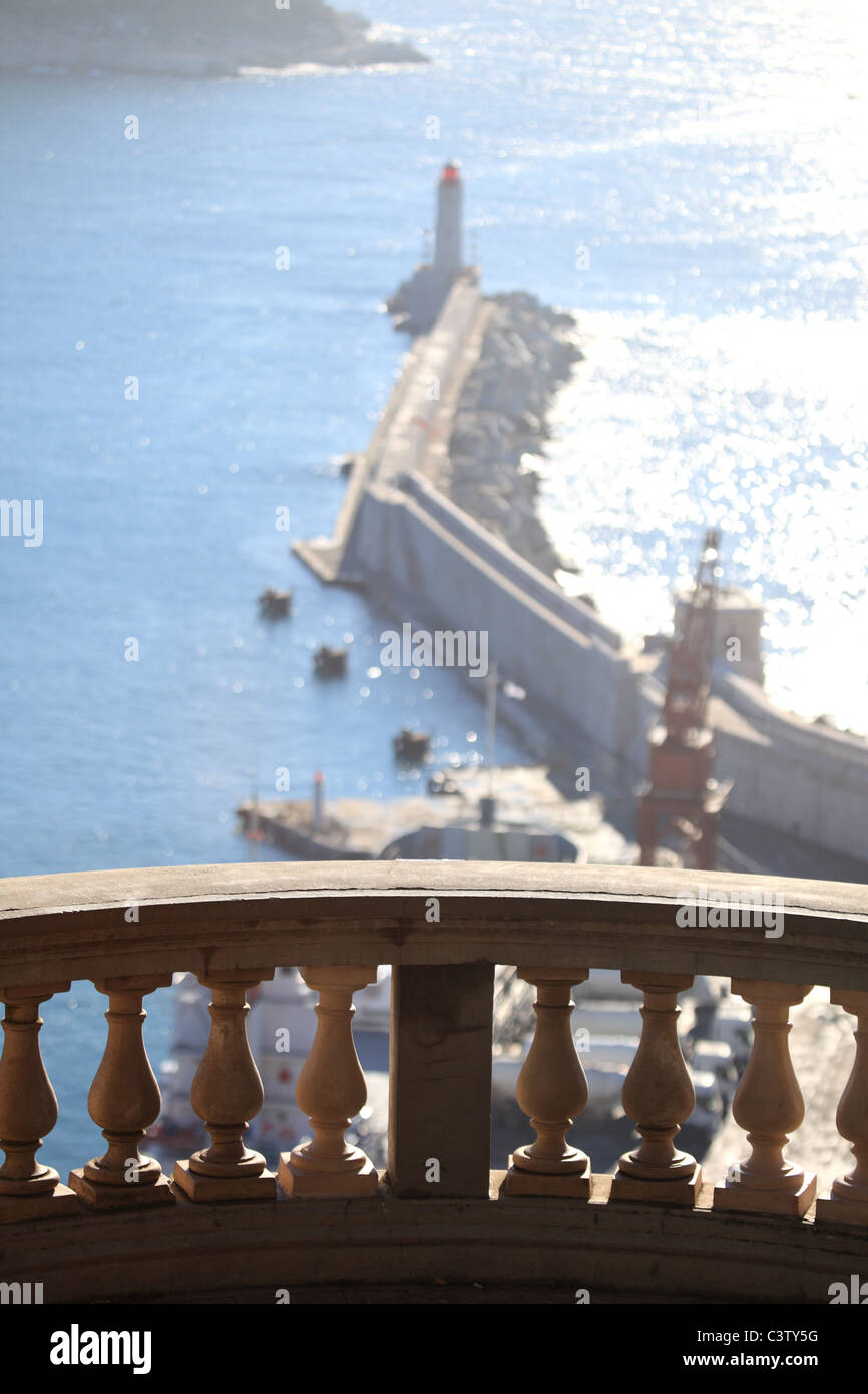 Top view above the pier and the sea in Nice city Stock Photo - Alamy