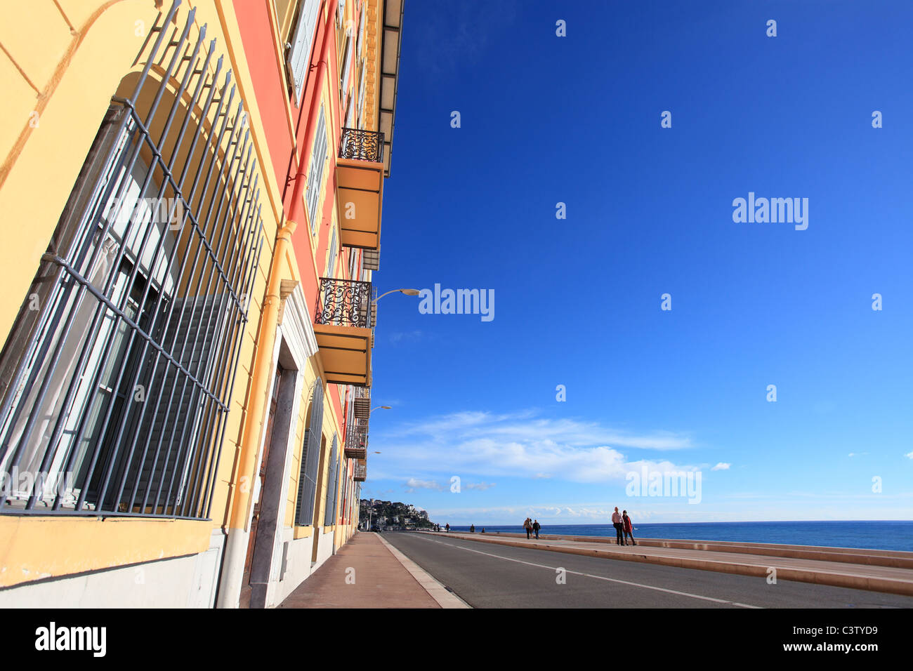 picturesque and colorful architecture in the front sea of Nice city ...