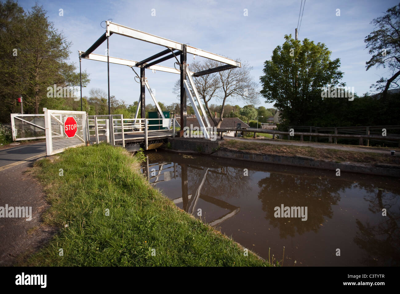 Brecon Canal and bridge drawbridge near Talybont-on-Usk, Powys Wales UK ...