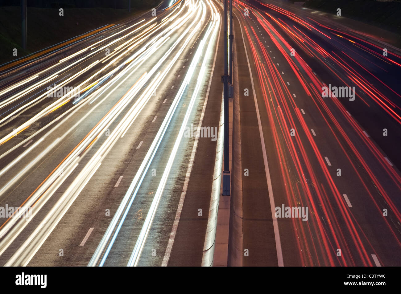 automobile lights at night on the highway Stock Photo - Alamy