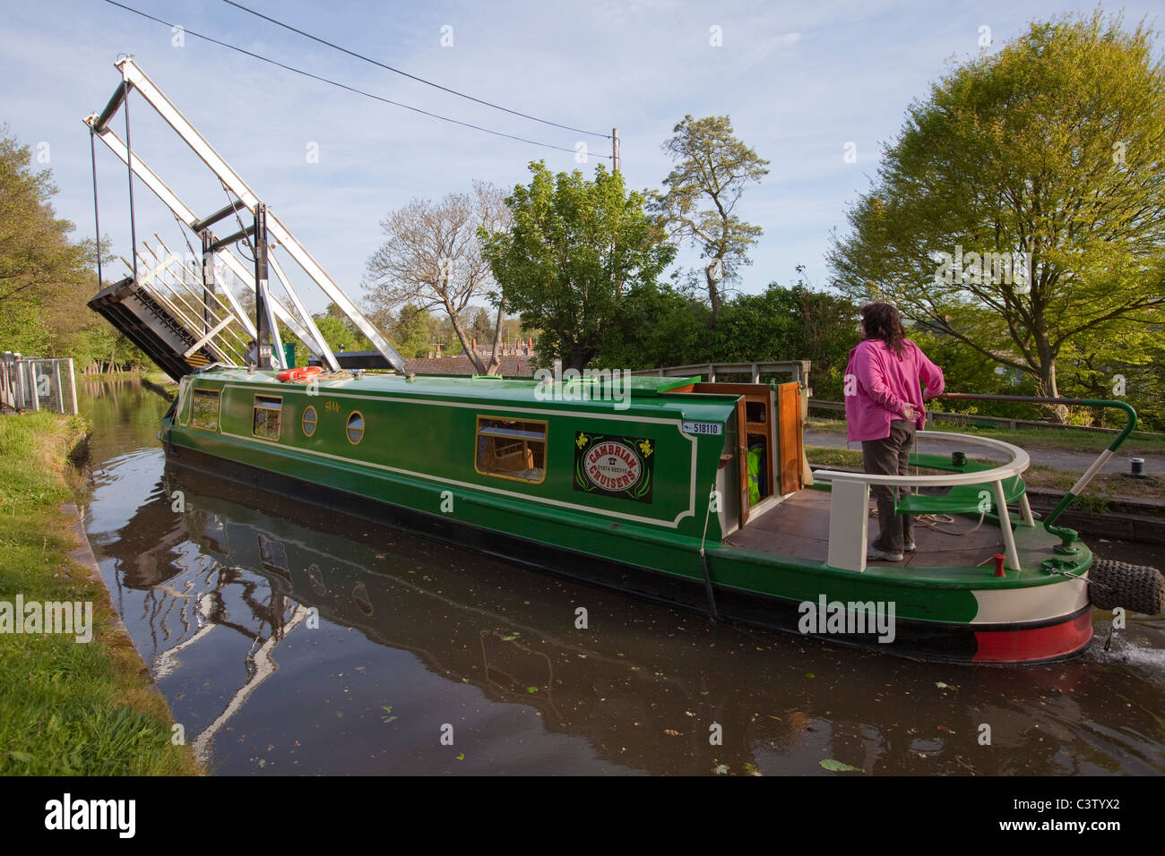 Brecon Canal and barge near Talybont-on-Usk, Powys Wales UK 117988 ...