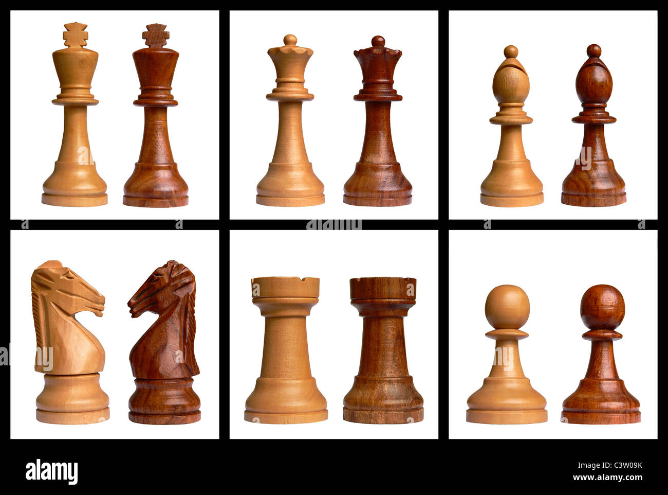 White and black chess pieces isolated on white background Stock Photo ...