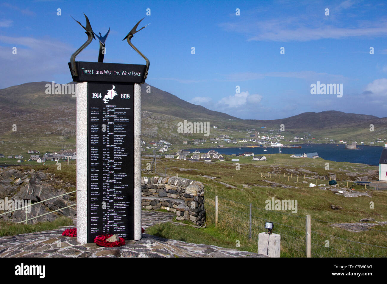 world war memorial near castlebay isle of barra outer hebrides western ...