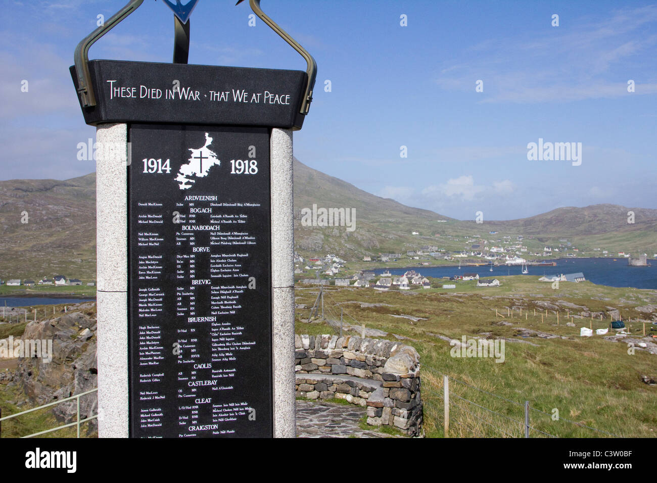 world war memorial near castlebay isle of barra outer hebrides western ...
