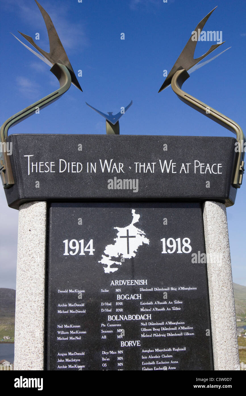 world war memorial near castlebay isle of barra outer hebrides western ...