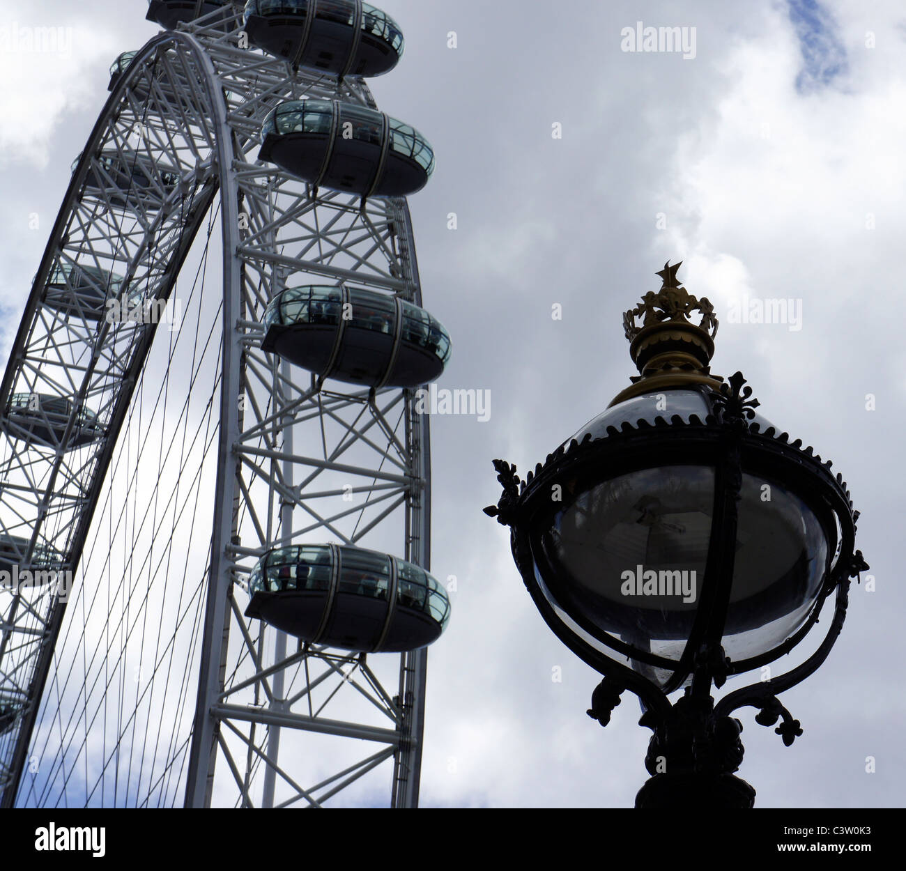 London Eye with traditional London Lamp post Stock Photo - Alamy