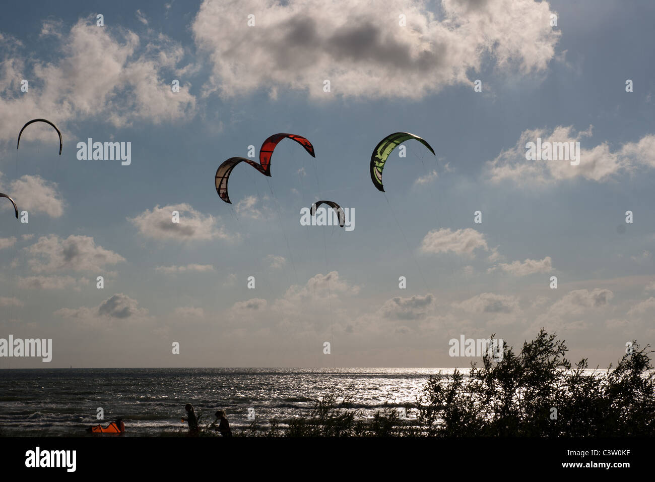 Kitesurfing kites in the sky Stock Photo - Alamy
