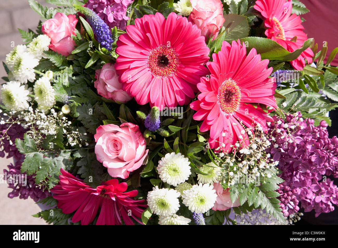 Romantic woman receive bouquet hi-res stock photography and images - Alamy