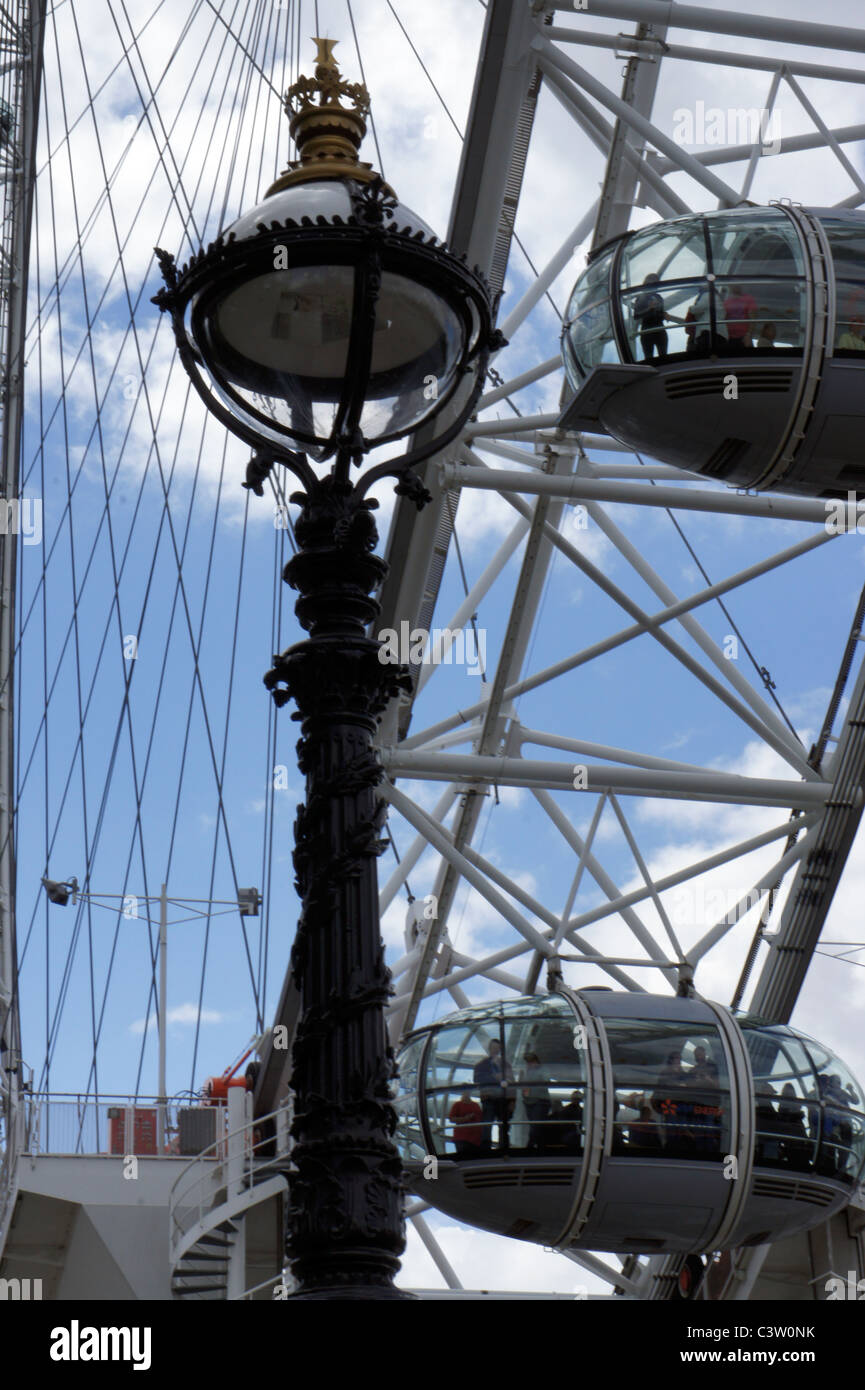 London Eye capsules behind City of Westminster Lamp post Stock Photo ...